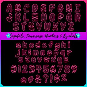 Neon Pink Polka Dots Digital Alphabet Set, Printable PNG Alpha Pack ...