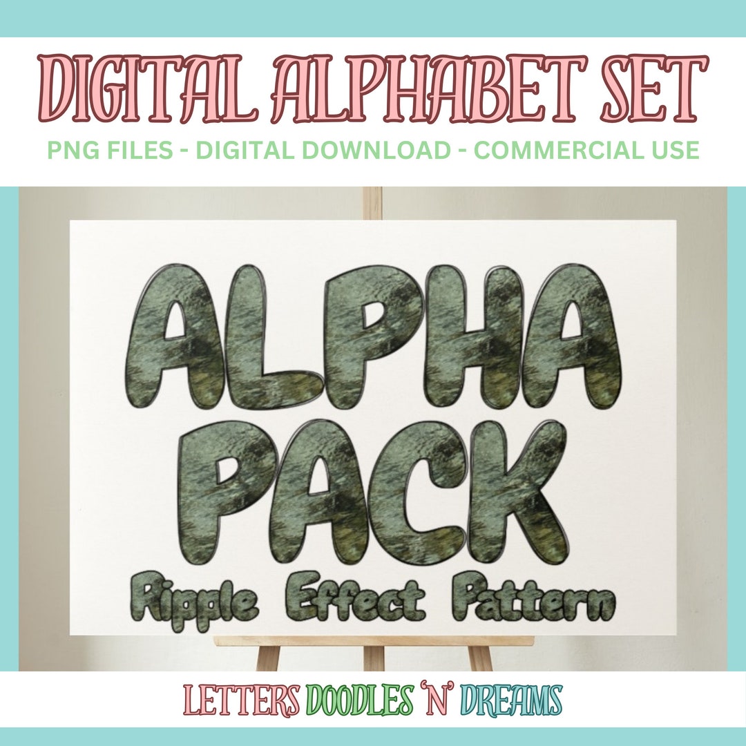 Water Surface Digital Alphabet Set, Printable PNG Alpha Pack Design ...