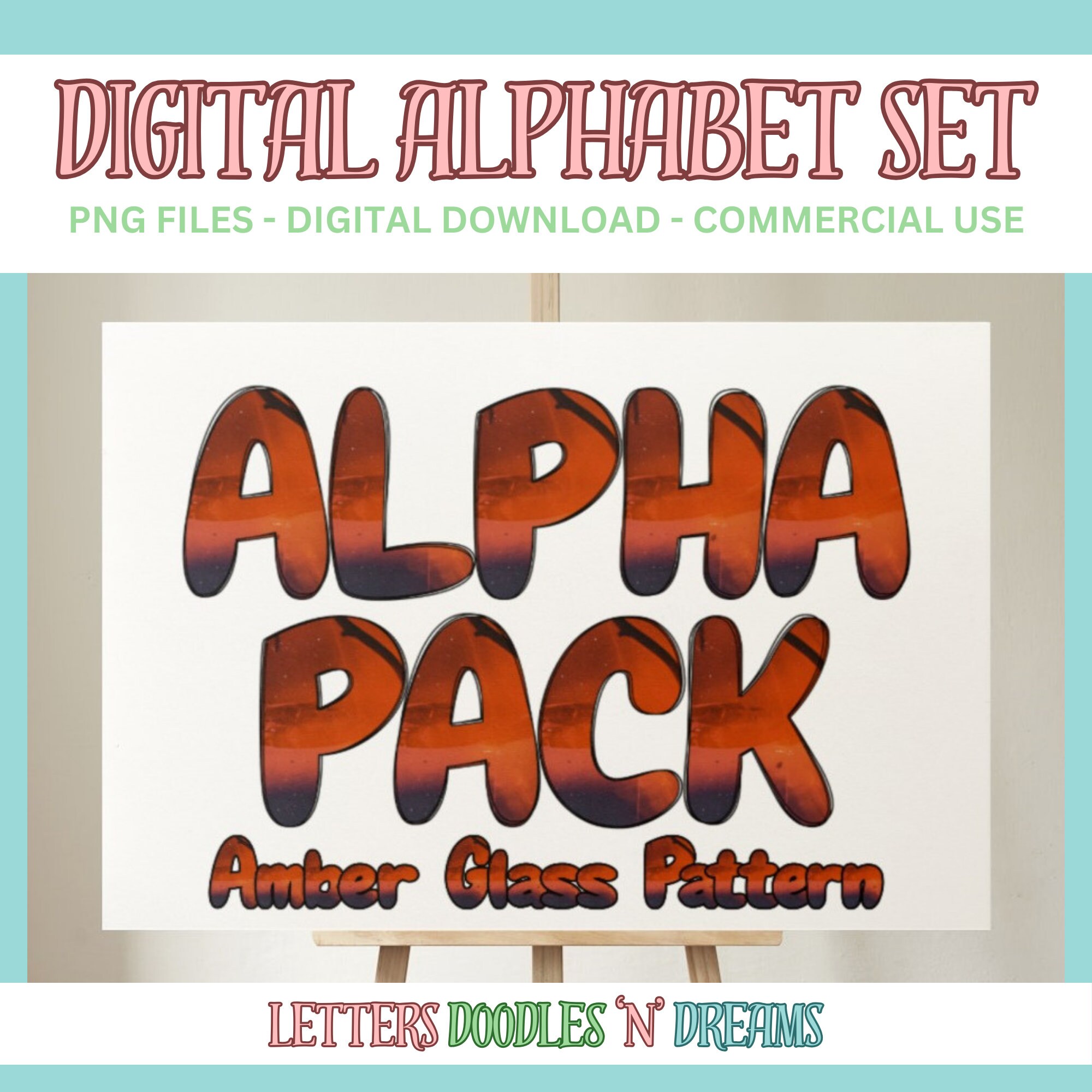 Brown Tinted Glass Digital Alphabet Set, Printable PNG Alpha Pack ...