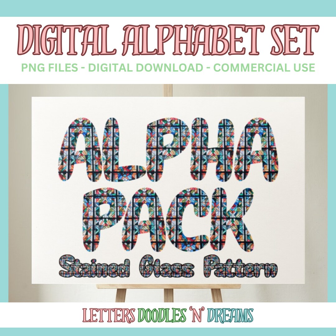 Digital Alphabet Set, Printable PNG Alpha Pack Design, Doodle Clipart ...