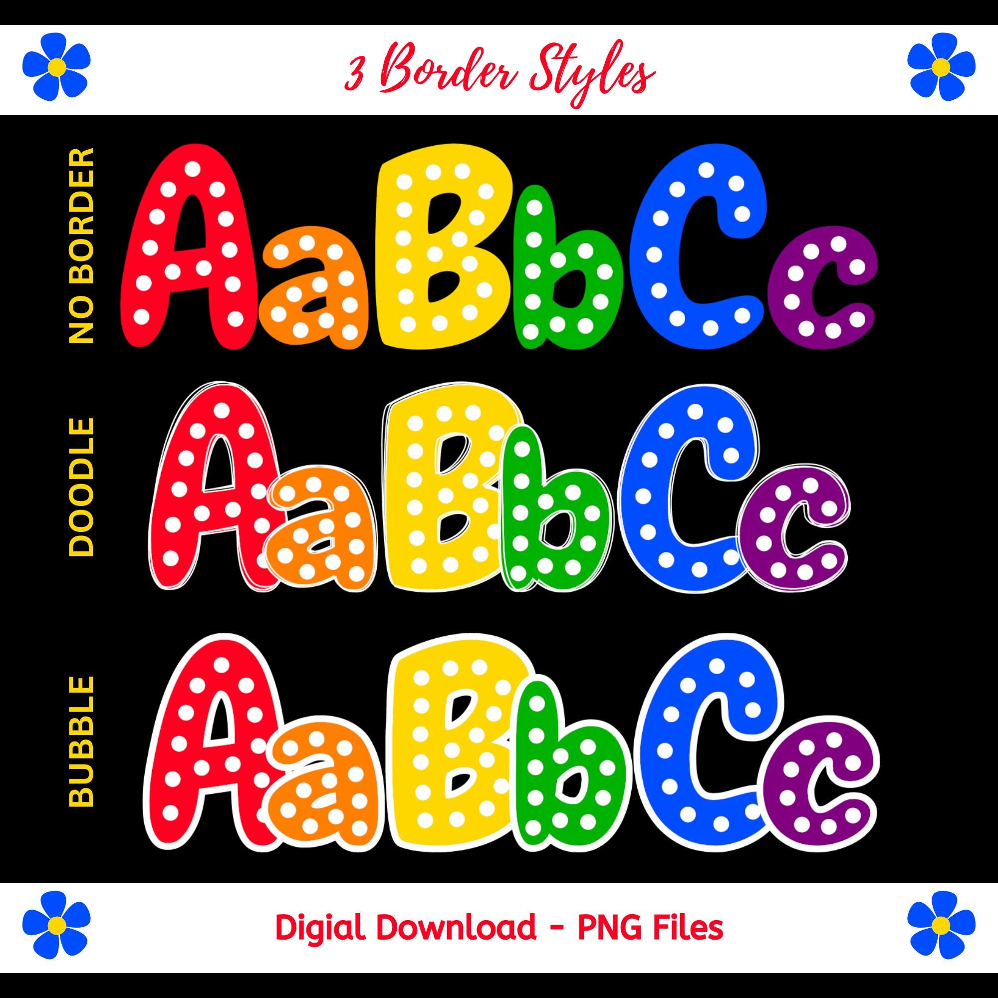 Rainbow Marquee Dots Digital Alphabet Set, Printable PNG Font Alpha ...