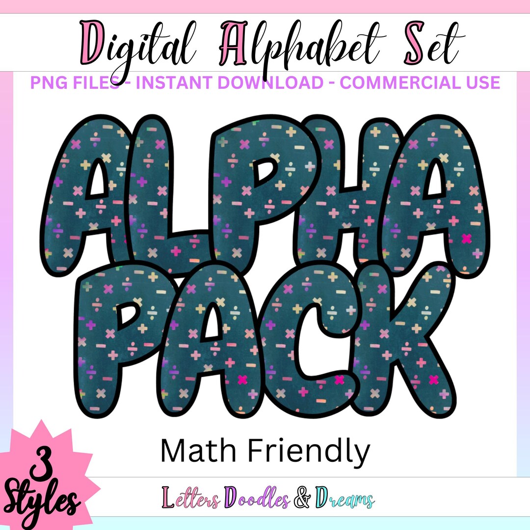 Math Symbols Digital Alphabet Set, Printable PNG Alpha Pack Design ...