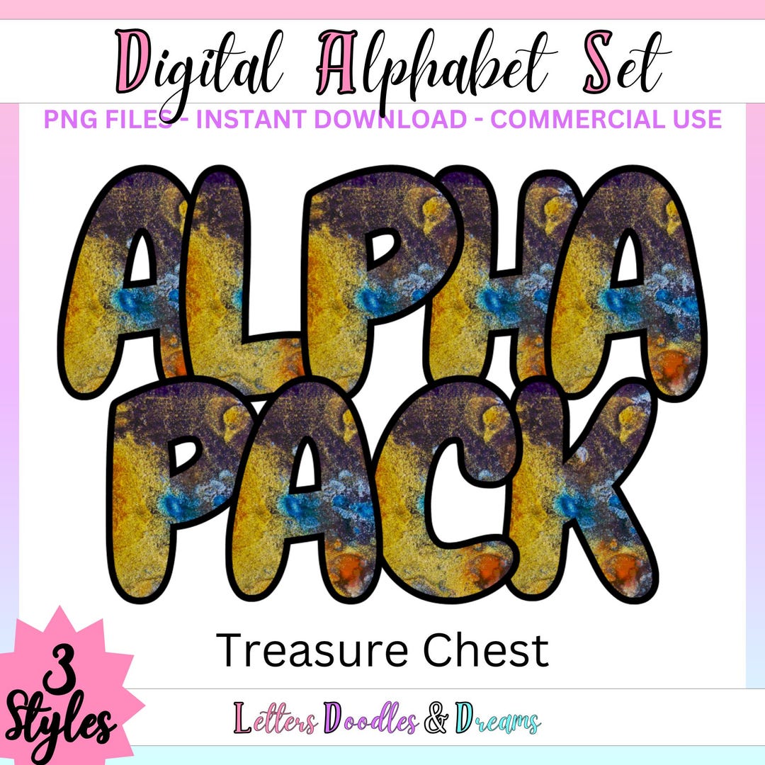 Gold & Jewels Digital Alphabet Set, Printable PNG Alpha Pack Design ...