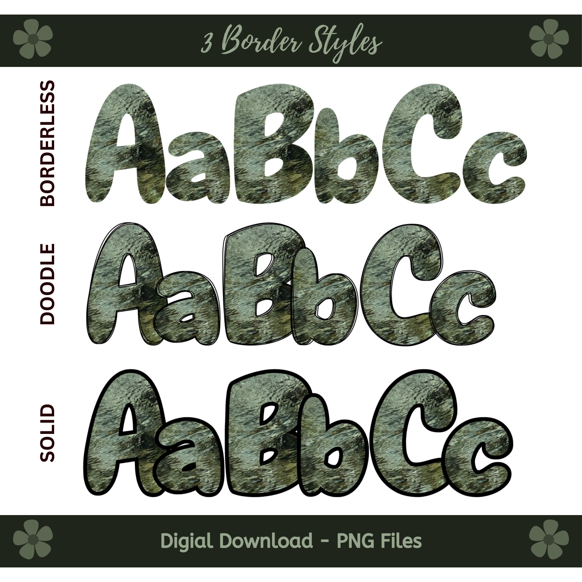 Water Surface Digital Alphabet Set, Printable PNG Alpha Pack Design ...