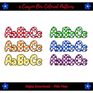 Rainbow Large Check Digital Alphabet Set, Printable PNG Alpha Pack ...
