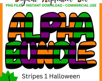 Halloween Polka Dot Digital Alphabet Set, Printable PNG Alpha Pack ...