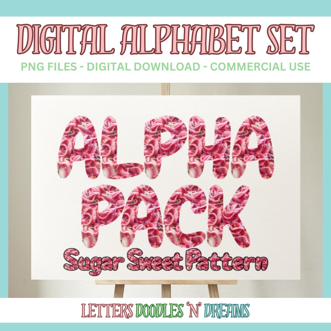 Pink Frosting Digital Alphabet Set, Printable PNG Alpha Pack Design ...