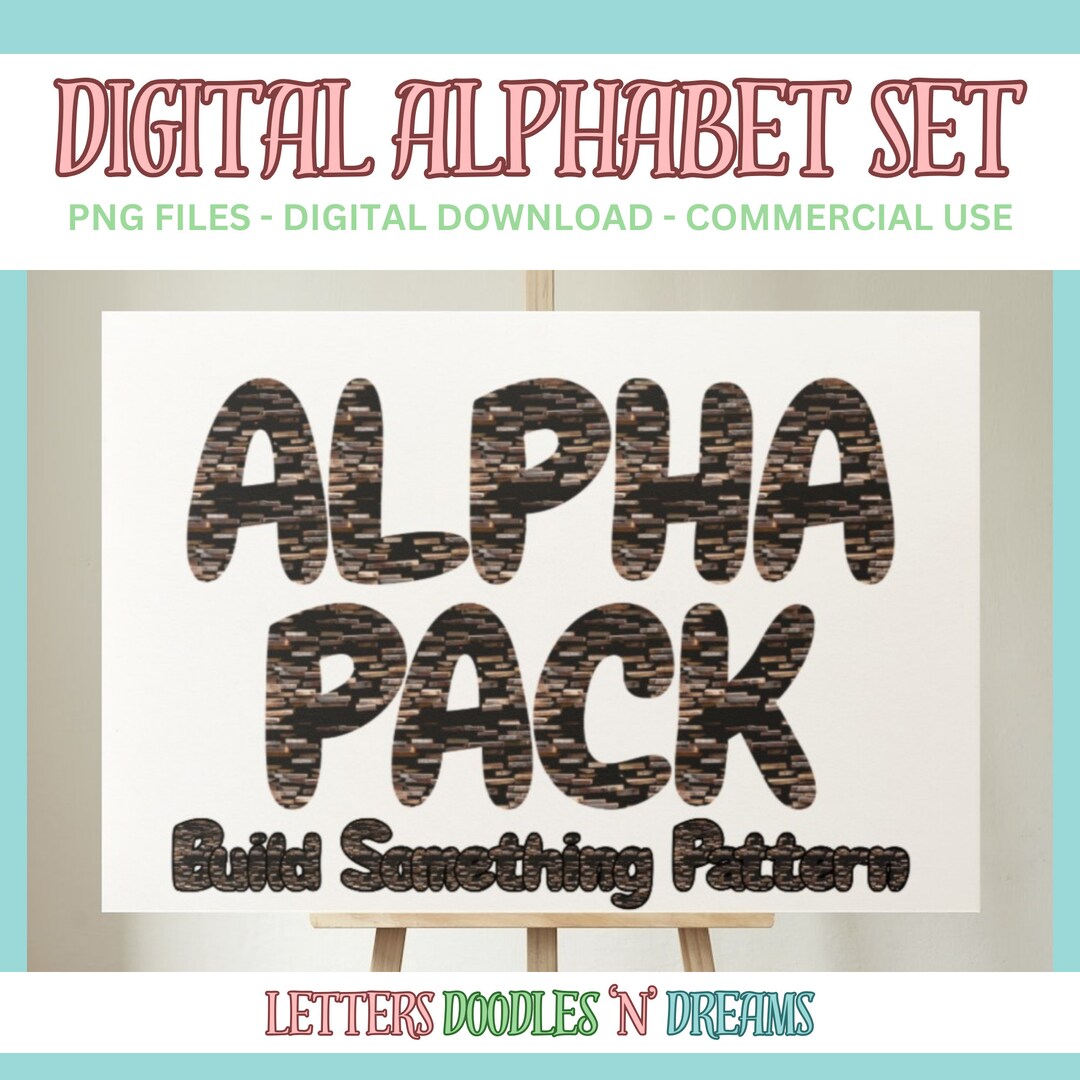 Digital Alphabet Set, Printable PNG Alpha Pack Design, Doodle Clipart ...