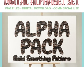 Pink Bricks Digital Alphabet Set, Printable PNG Alpha Pack Design ...