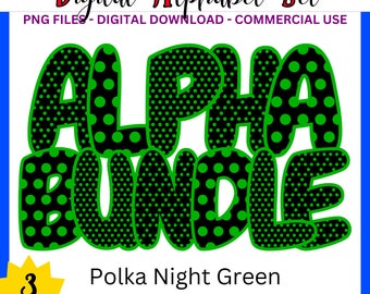 Stars & Polkas Digital Alphabet Set, Printable PNG Alpha Pack Design ...