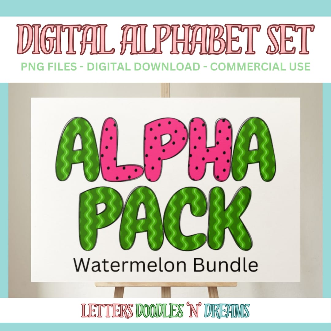 Watermelon Bundle Digital Alphabet Set, Printable PNG Alpha Pack Design ...
