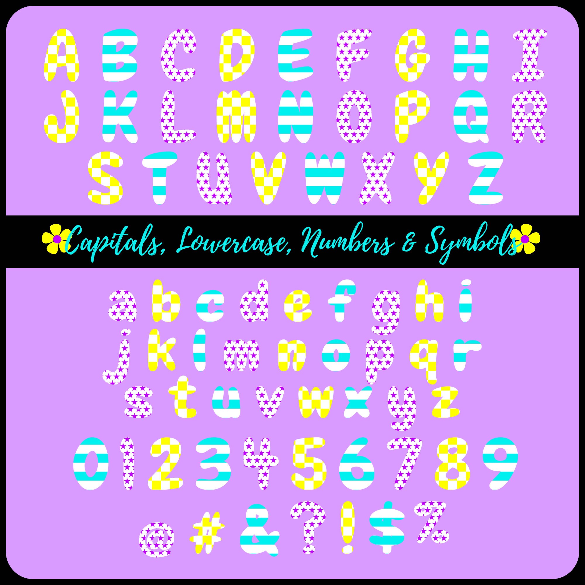 Checkers & Stars Digital Alphabet Set, Printable PNG Alpha Pack Design ...