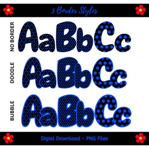 Blue Polka Dot Digital Alphabet Set, Printable PNG Alpha Pack Design ...