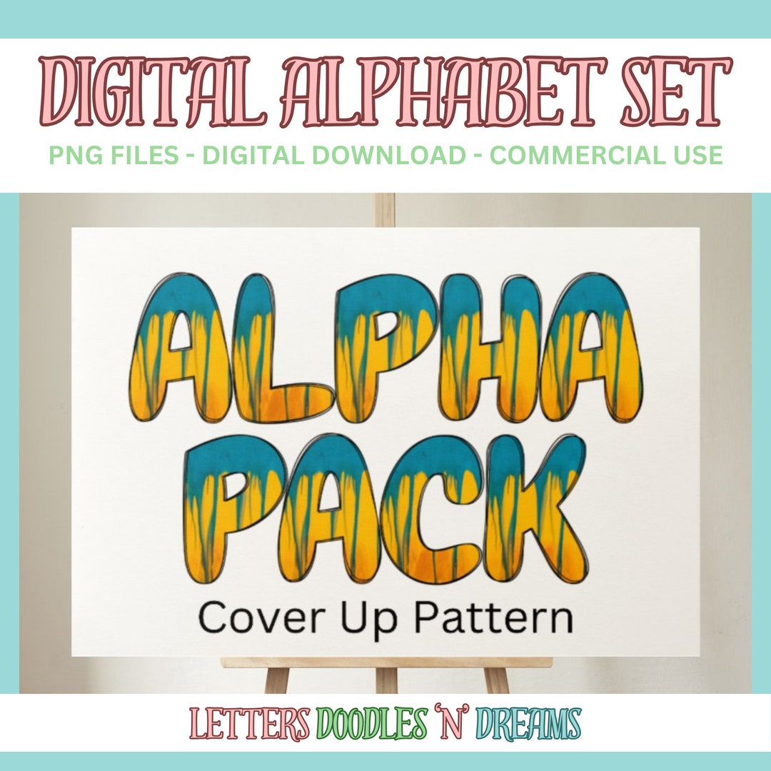 Paint Spill Digital Alphabet Set, Printable PNG Alpha Pack Design ...