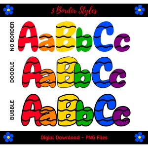 Rainbow Squiggles Digital Alphabet Set, Printable PNG Alpha Pack Design ...