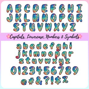 Rainbow Swirl Digital Alphabet Set, Printable PNG Alpha Pack Design ...