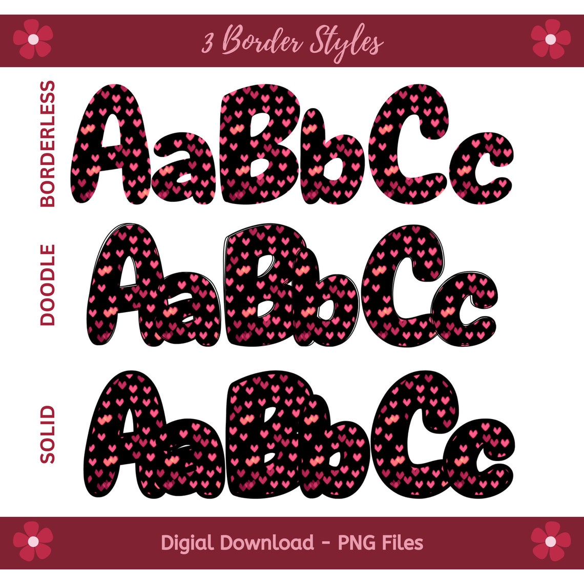 Digital Alphabet Set, Printable PNG Alpha Pack Design, Doodle Clipart ...