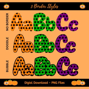 Halloween Polka Dot Digital Alphabet Set, Printable PNG Alpha Pack ...