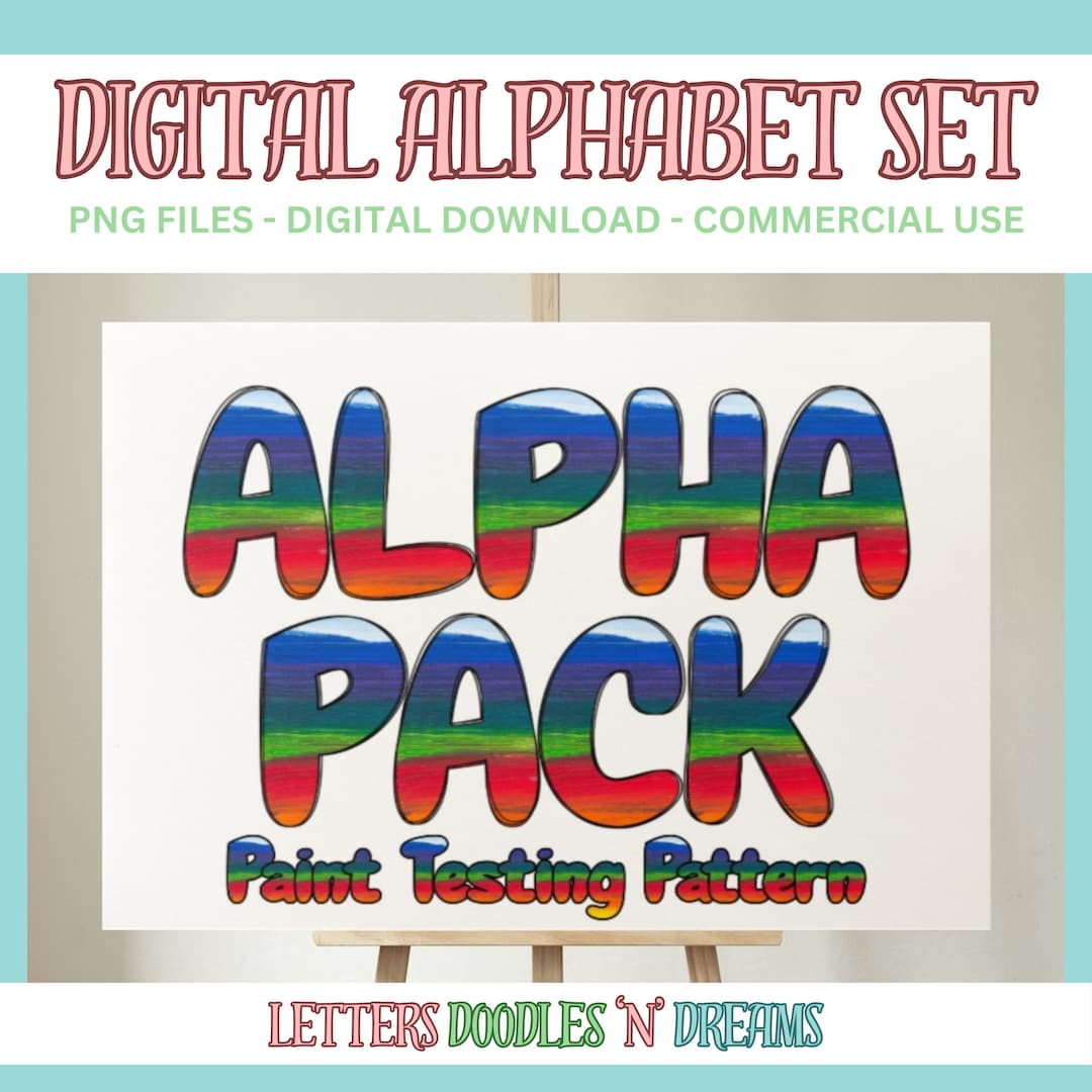 Mountain Top Stripe Digital Alphabet Set, Printable PNG Alpha Pack ...
