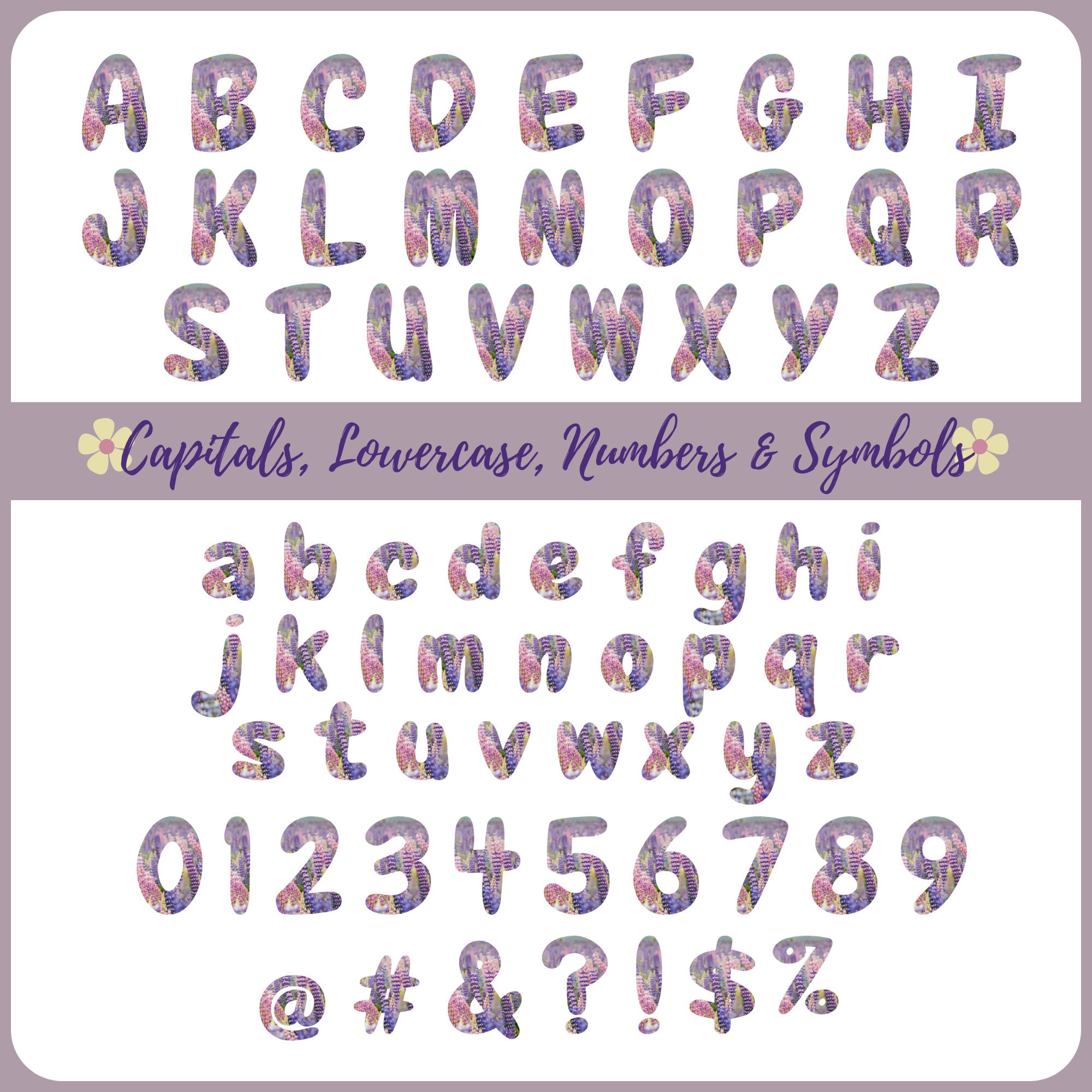Lupine Flower Digital Alphabet Set, Printable PNG Alpha Pack Design ...