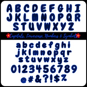 Blue Polka Dot Digital Alphabet Set, Printable PNG Alpha Pack Design ...