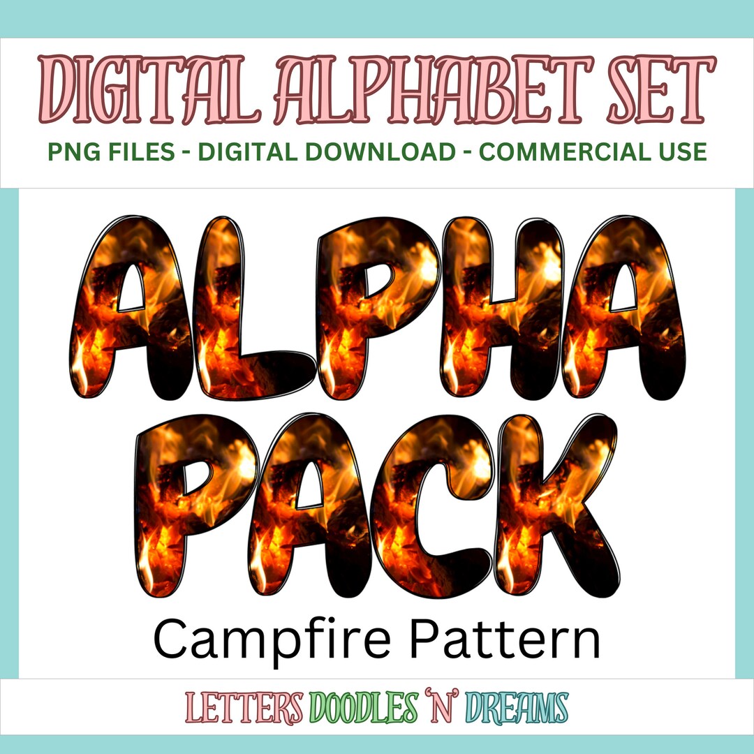 Burning Wood Digital Alphabet Set, Printable PNG Alpha Pack Design ...