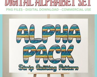 Sunflower Digital Alphabet Set, Printable PNG Alpha Pack Design, Doodle ...