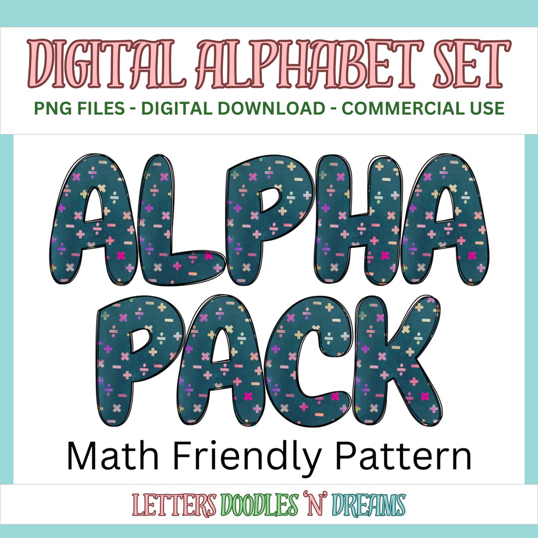 Math Symbols Digital Alphabet Set, Printable PNG Alpha Pack Design ...