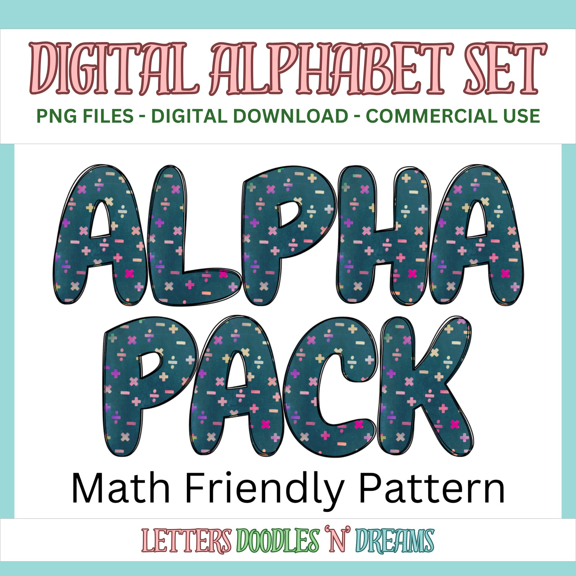 Math Symbols Digital Alphabet Set, Printable PNG Alpha Pack Design ...