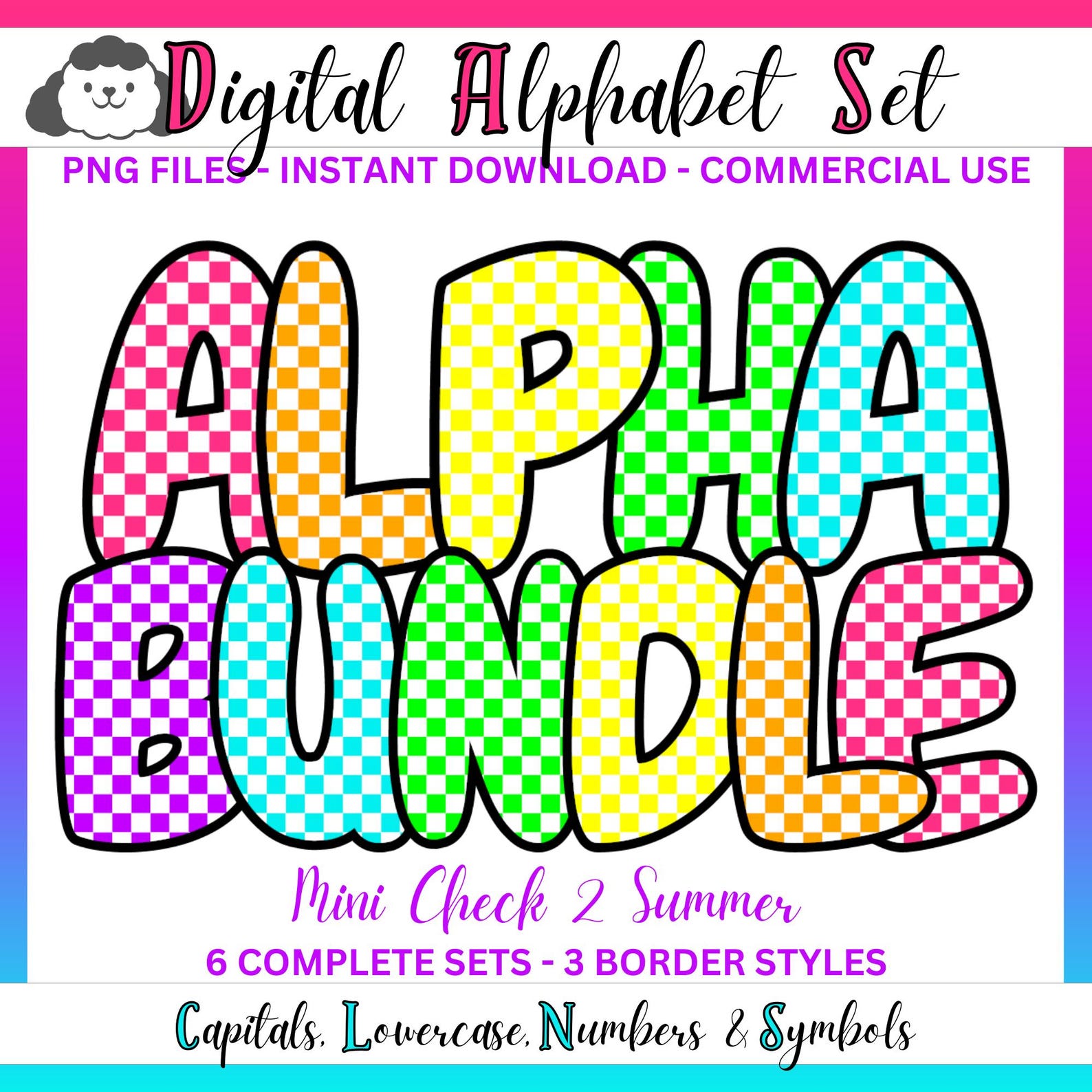 Bright Mini Check Alpha Doodle Letter Font PNG Clipart Printable ...