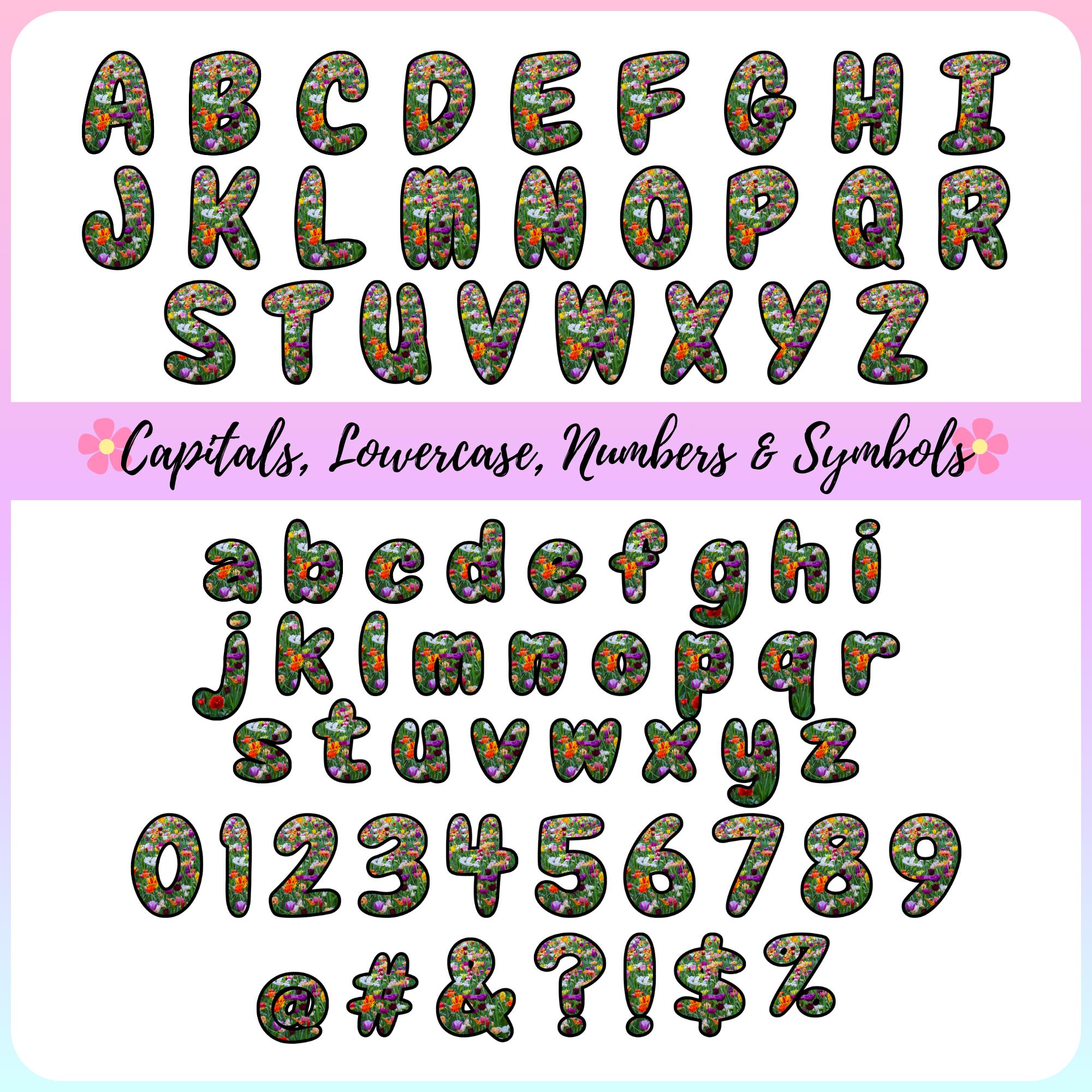 Field of Tulips Digital Alphabet Set, Printable PNG Alpha Pack Design ...