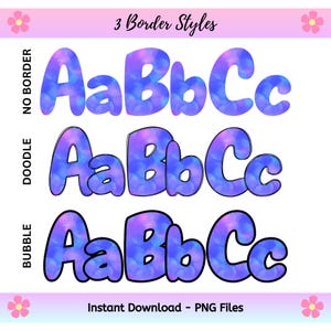 Lavender Bubble Digital Alphabet Set, Printable PNG Alpha Pack Design ...