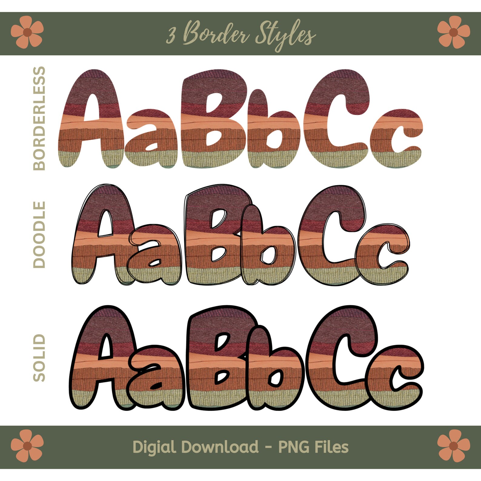 Digital Alphabet Set, Printable PNG Alpha Pack Design, Doodle Clipart ...