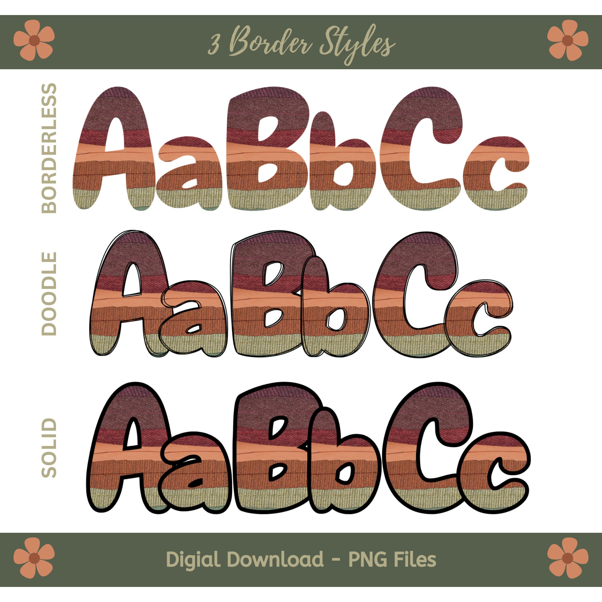 Digital Alphabet Set, Printable PNG Alpha Pack Design, Doodle Clipart ...