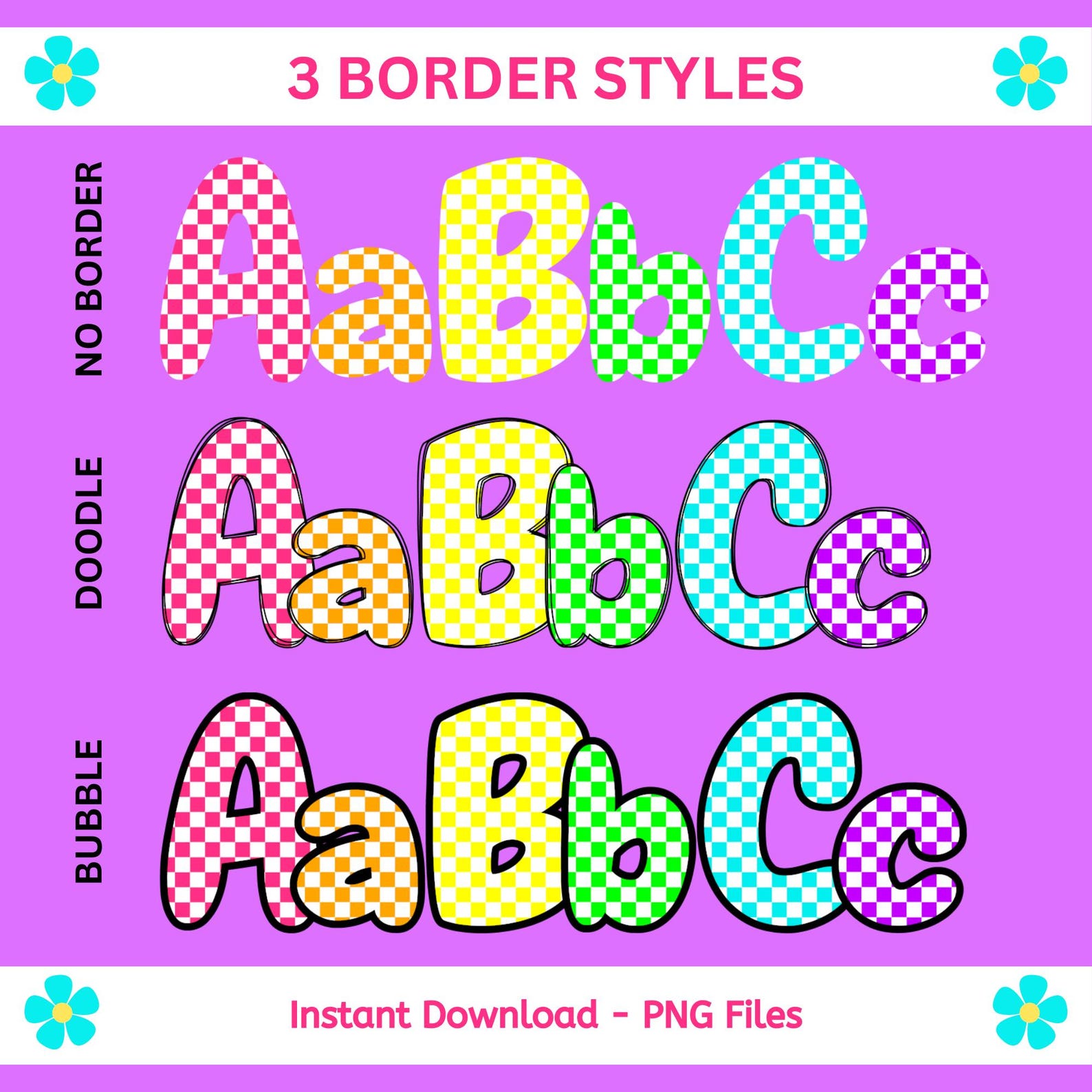 Bright Mini Check Alpha Doodle Letter Font PNG Clipart Printable ...