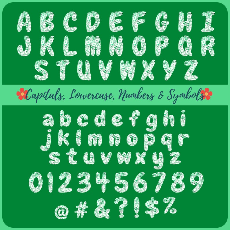 Green Money Digital Alphabet Set, Printable PNG Alpha Pack Design ...