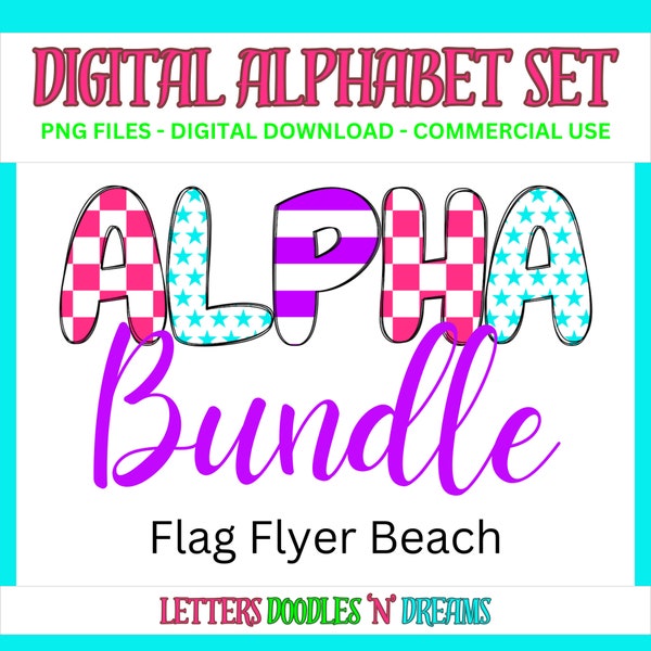 Flower & Feathers Digital Alphabet Set, Printable PNG Alpha Pack Design ...