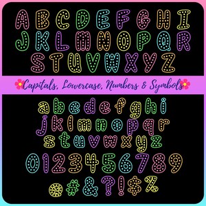 Pastel Bright Marquee Dot Doodle Letter Font Printable Digital Alphabet ...