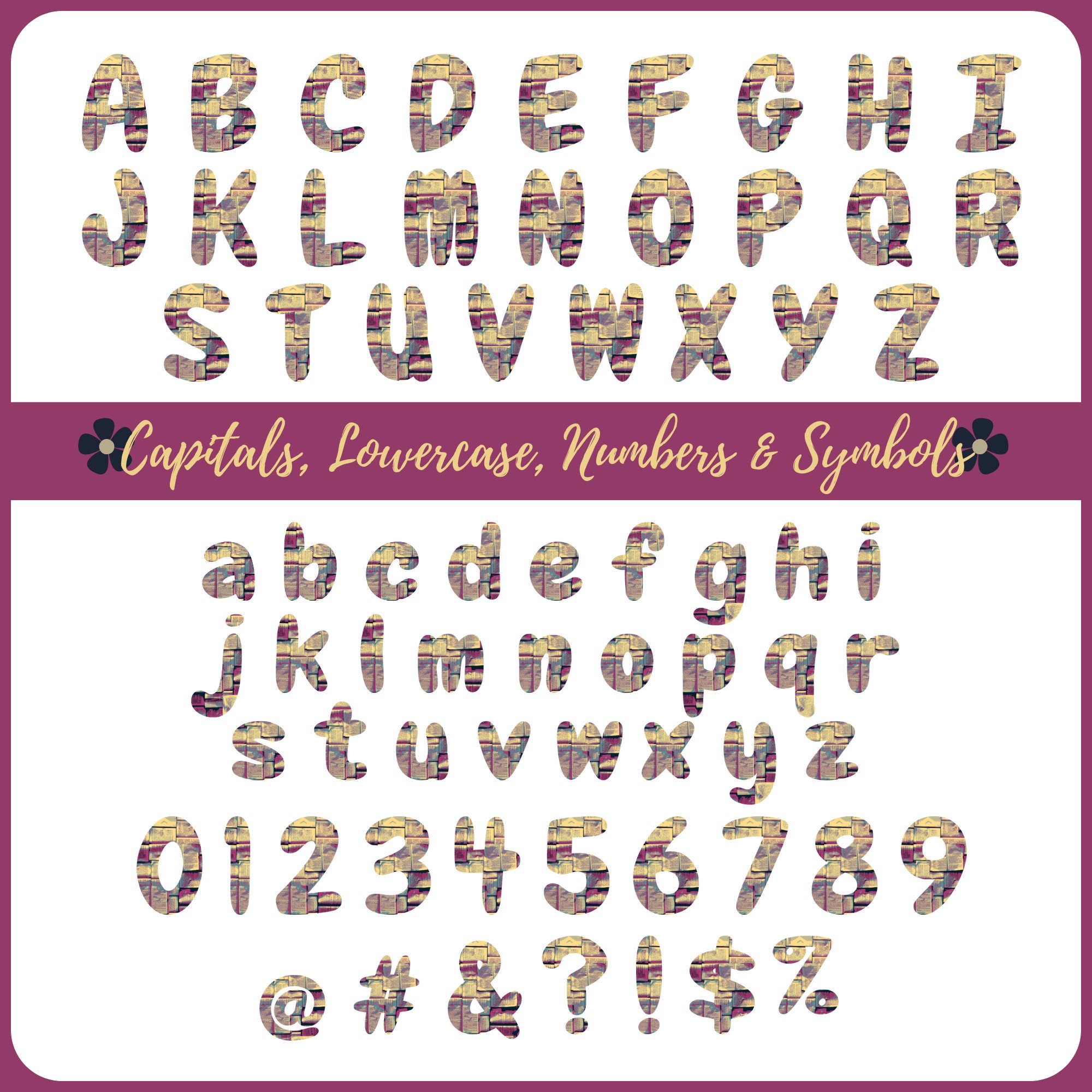 Book Themed Digital Alphabet Set, Printable PNG Alpha Pack Design ...