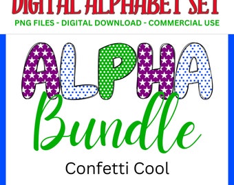 Rainbow Stars Digital Alphabet Set, Printable PNG Alpha Pack Design ...