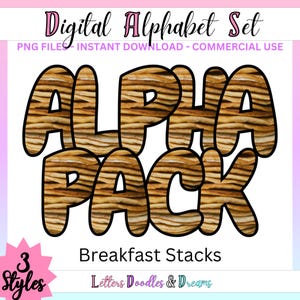 Pancakes Digital Alphabet Set, Printable PNG Alpha Pack Design, Doodle ...