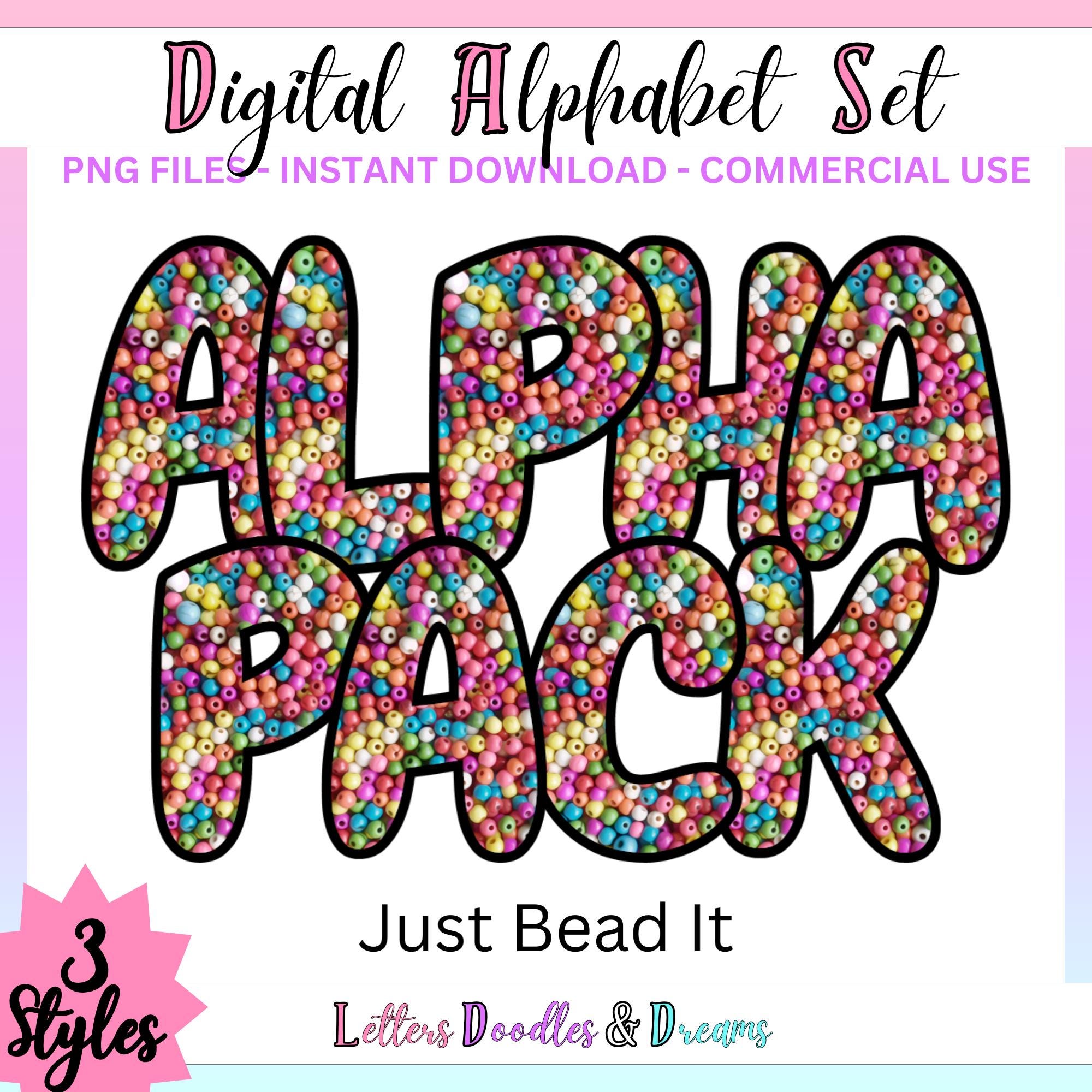 Rainbow Beads Digital Alphabet Set, Printable PNG Alpha Pack Design ...