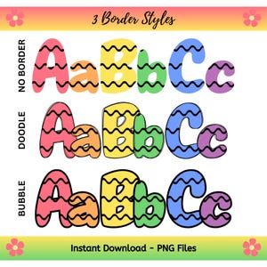Pastel Wavy Lines Digital Alphabet Set, Printable PNG Alpha Pack Design ...