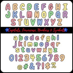 Rainbow Candy Stripe Digital Alphabet Set, Printable PNG Font Alpha ...