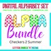 Bright Checkers Digital Alphabet Set, Printable PNG Alpha Pack Design ...