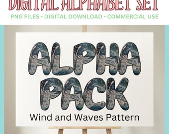 Stars & Streamers Digital Alphabet Set, Printable PNG Alpha Pack Design ...