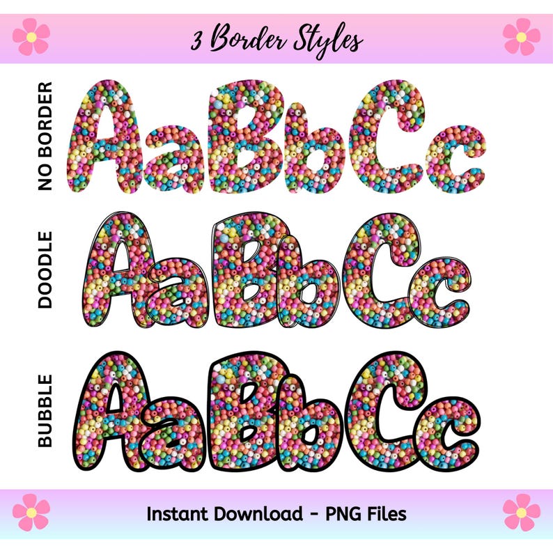 Rainbow Beads Digital Alphabet Set, Printable PNG Alpha Pack Design ...