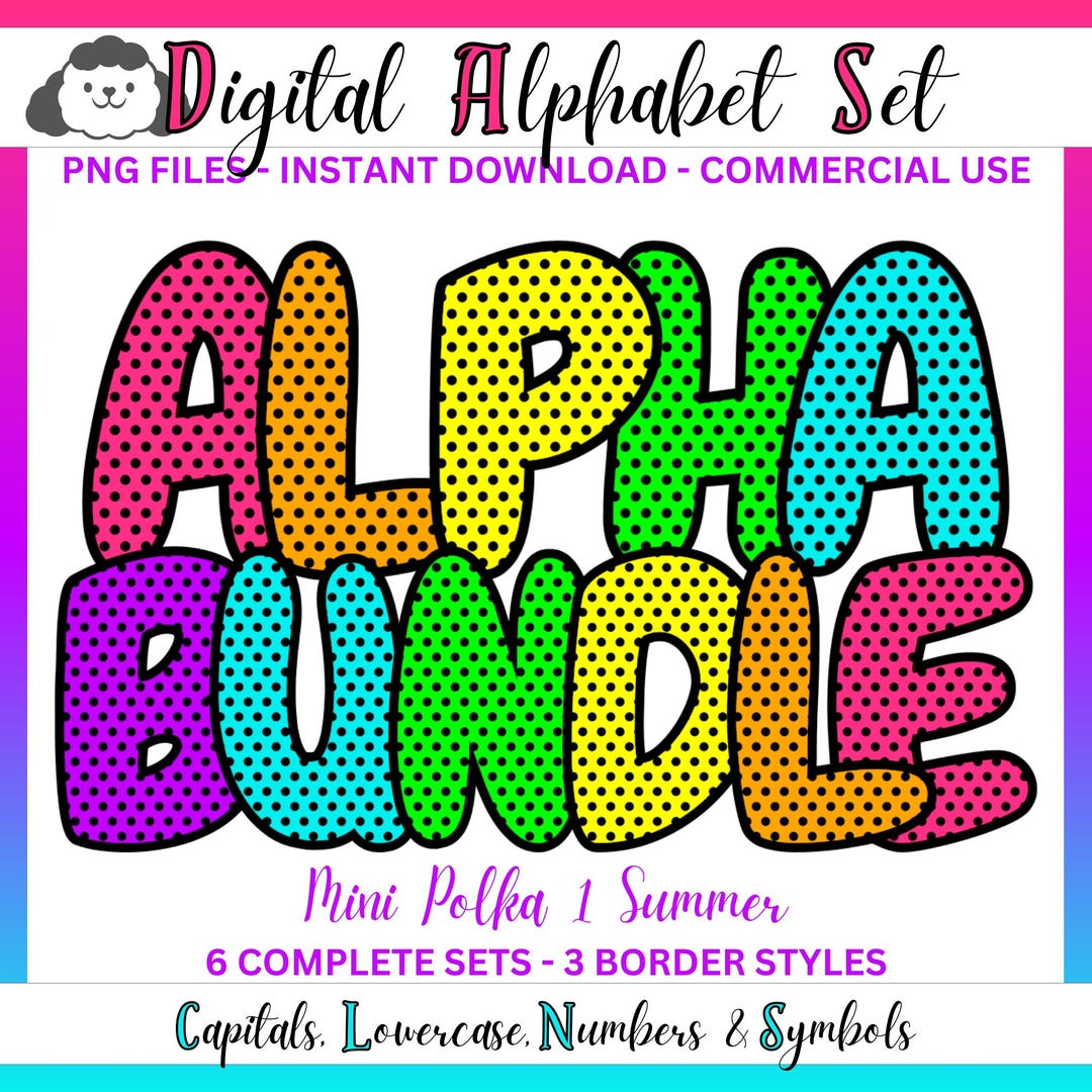 Bright Mini Polka Dot Alpha Doodle Letter Font PNG Clipart Printable ...
