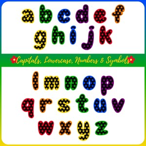 Rainbow Stars Alpha Doodle Letter Font PNG Clipart Printable Digital ...