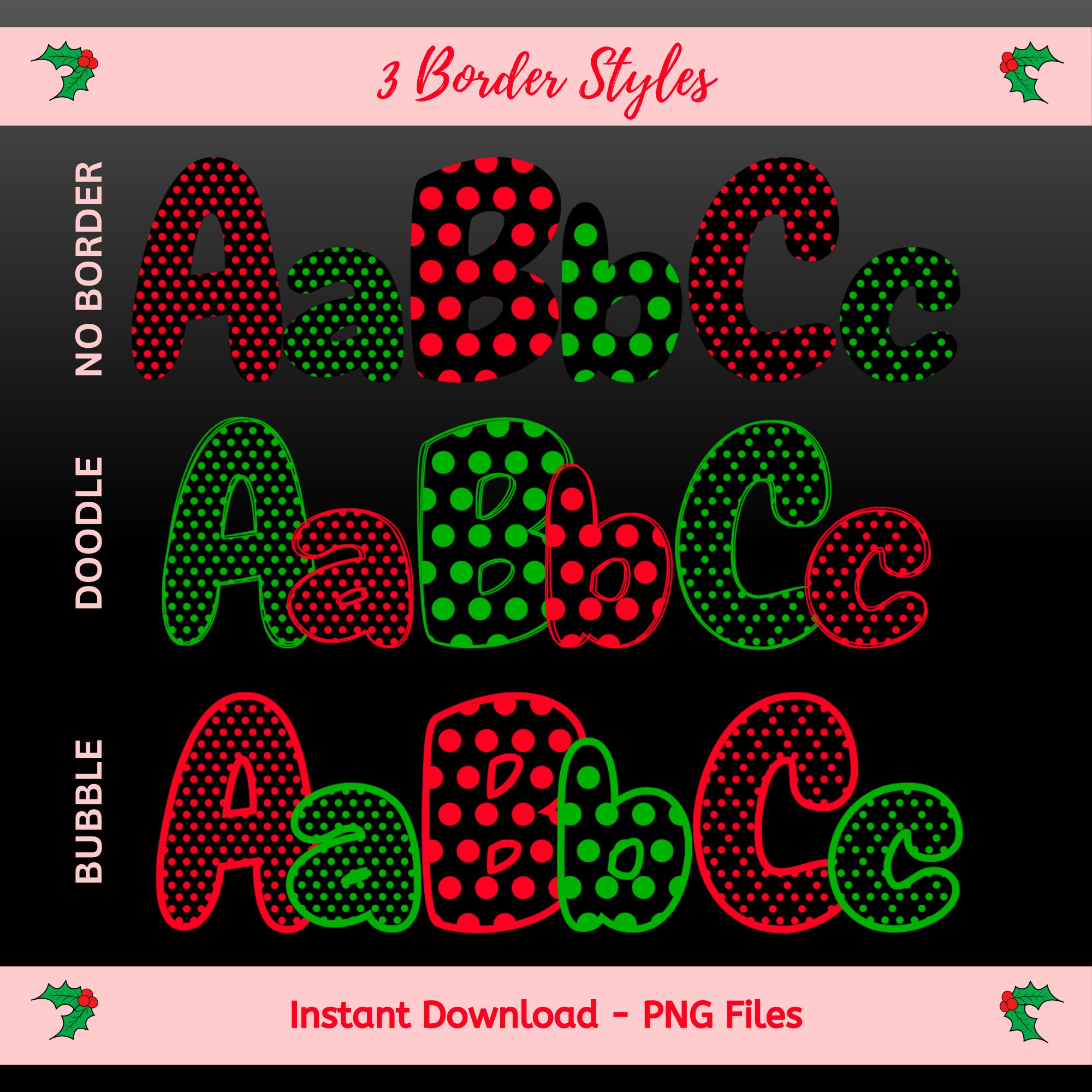 Christmas Polka Dots Digital Alphabet Set, Printable PNG Font Alpha ...